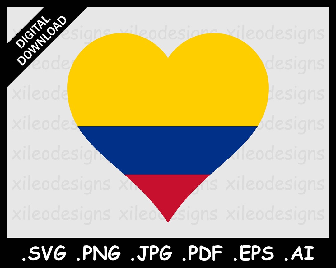 Colombia Heart Flag SVG, Colombian Love Shape Banner National Nation ...
