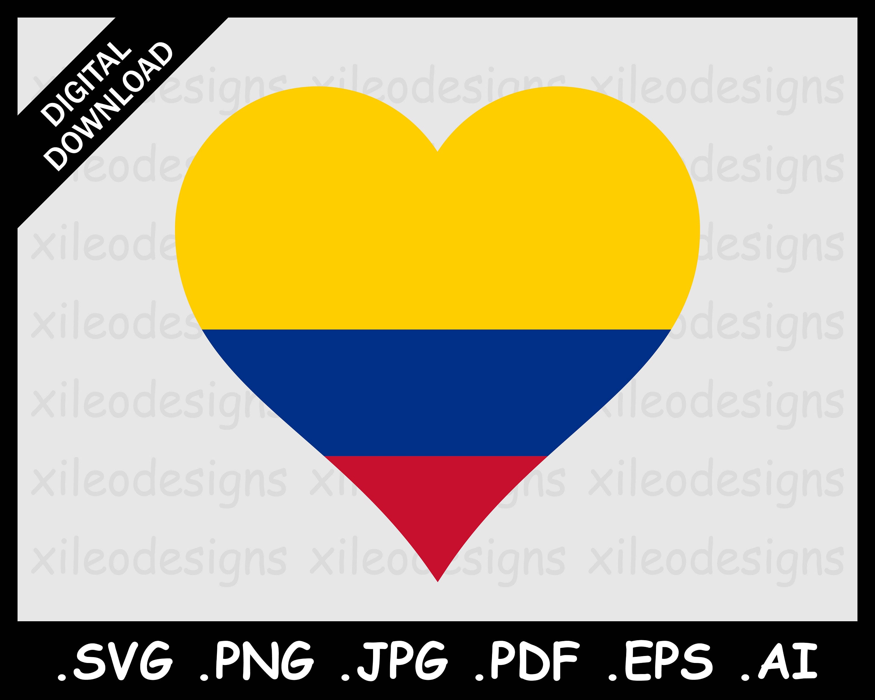 Colombia Heart Flag SVG Colombian Love Shape Banner National - Etsy