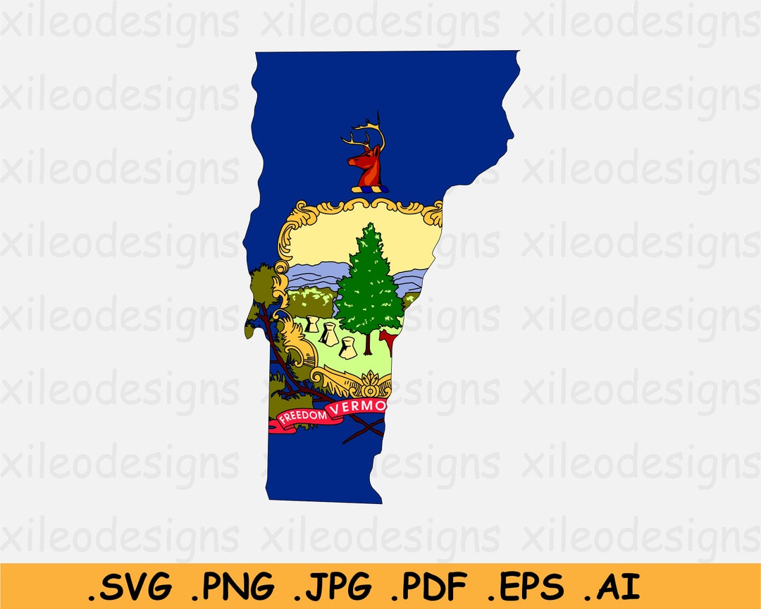 Vermont Flag Map SVG, VT U.S.A. United States of America, State Border ...
