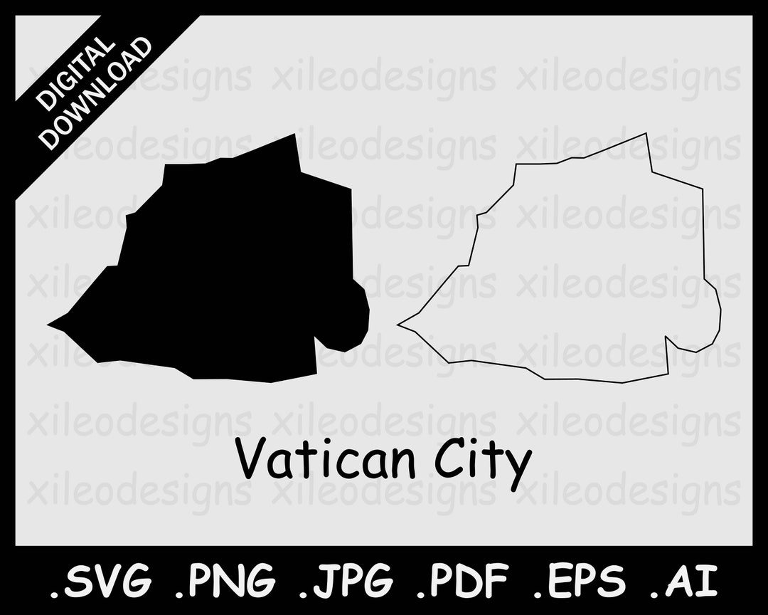 Vatican City Map SVG, Holy See Solid Outline Country Geography Atlas ...