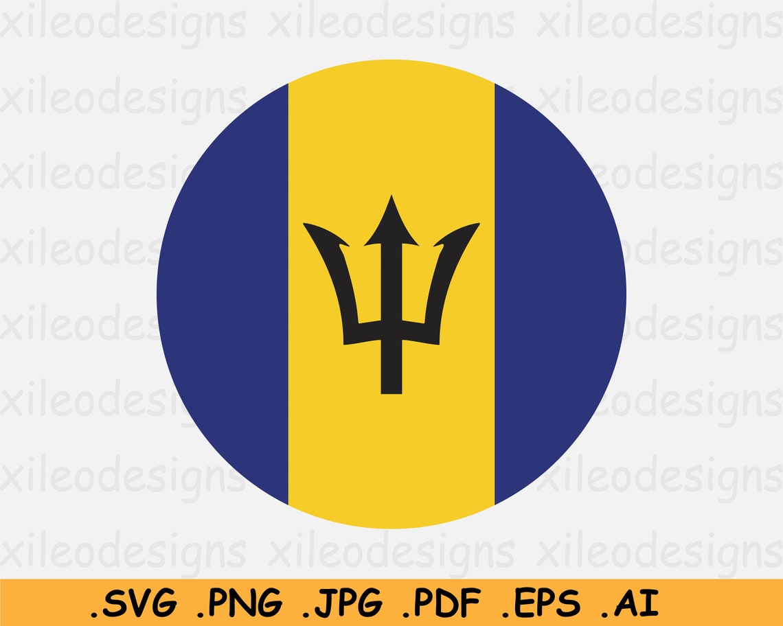 Barbados Round Flag SVG Barbadian Circle Icon National | Etsy