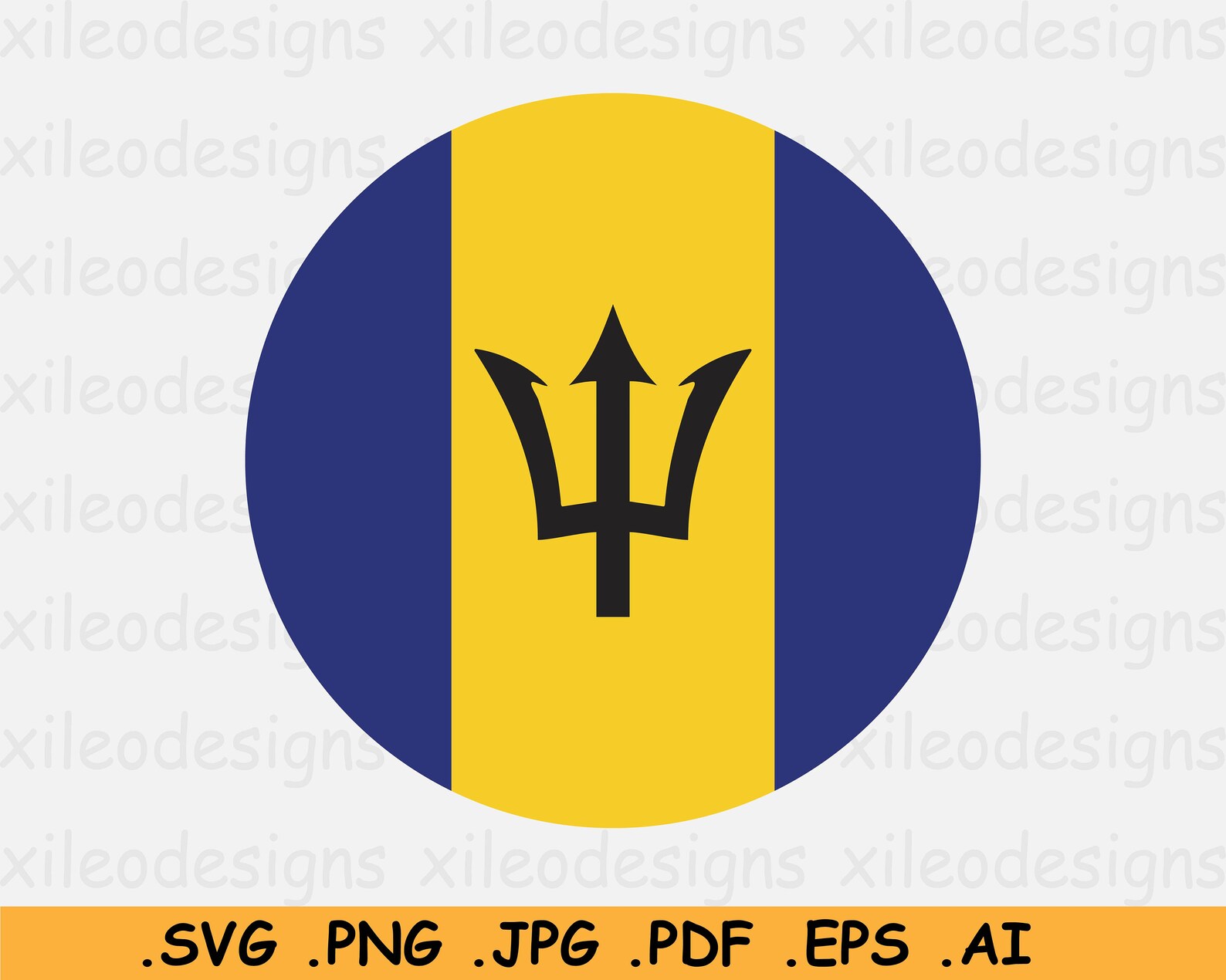Barbados Round Flag SVG Barbadian Circle Icon National | Etsy