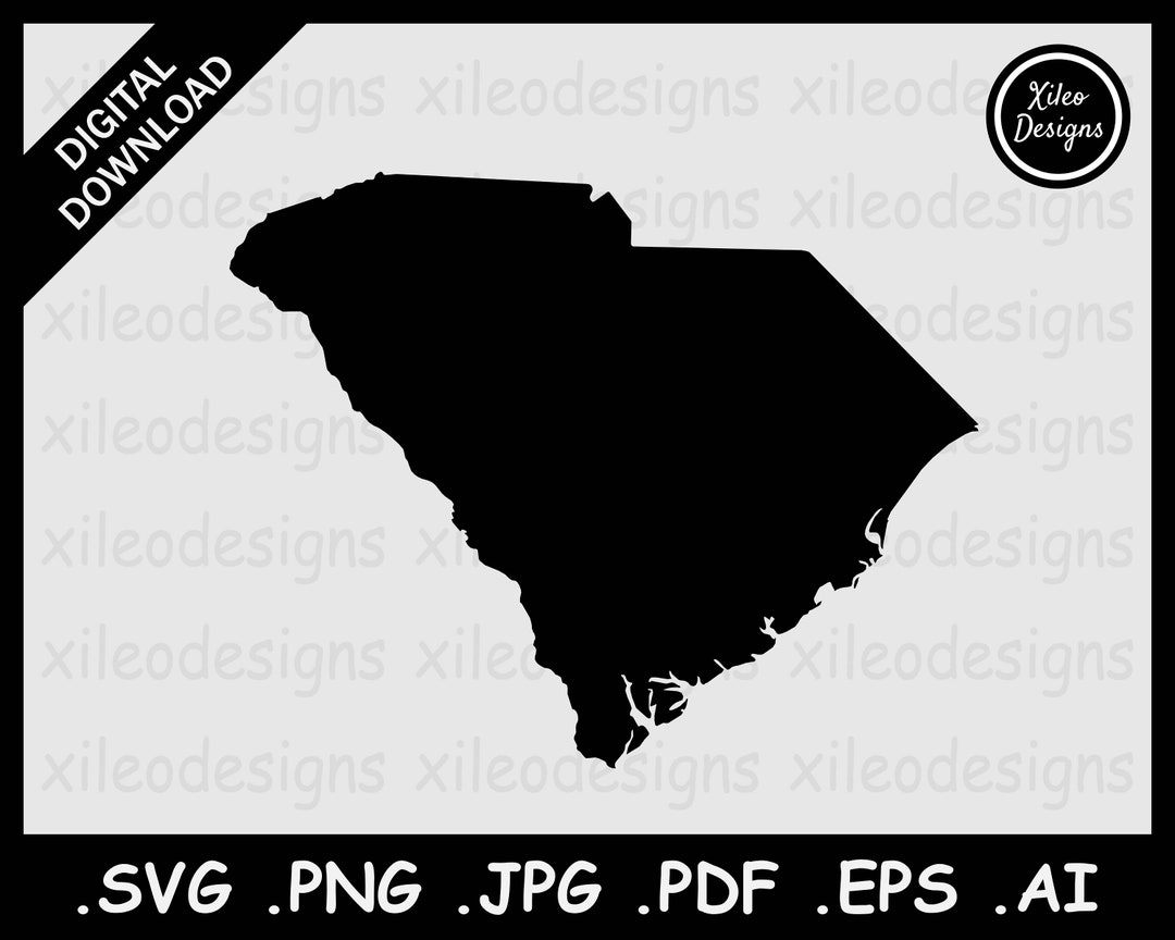 South Carolina Map SVG, SC USA State Boundary Border South Carolinian ...