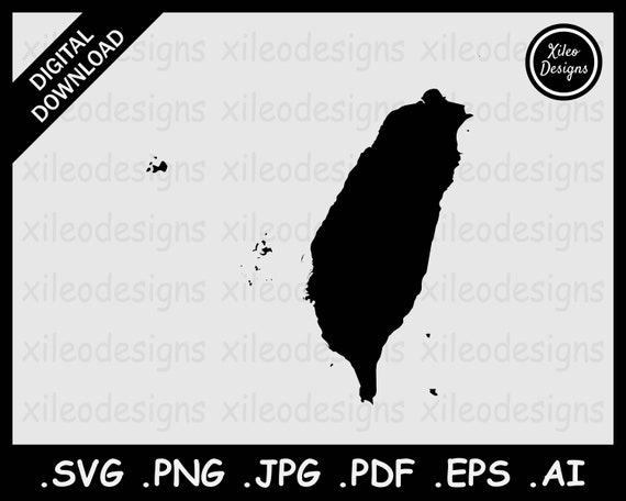 Taiwan Map SVG Taiwanese National Country Boundary Border - Etsy