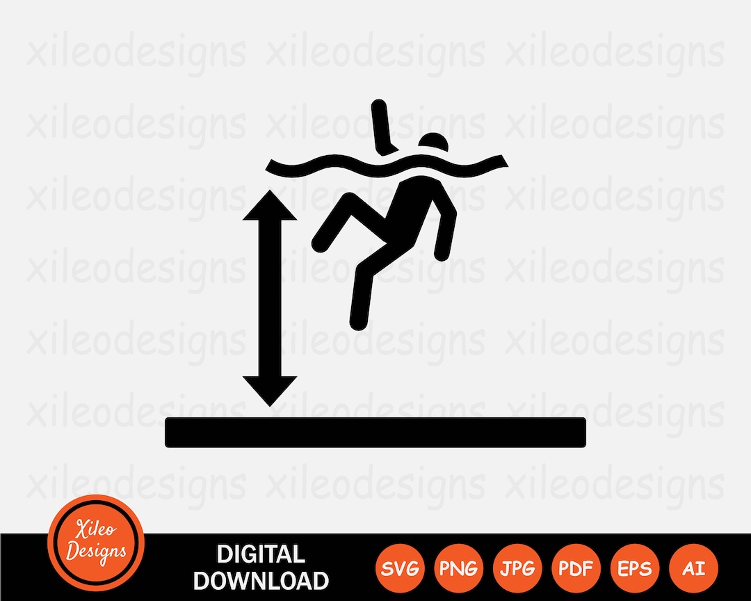 Deep Water Icon SVG - Person Drowning Drown Warning Safety Hazard ...