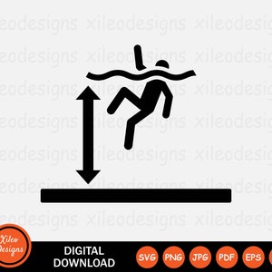 Deep Water Icon SVG - Person Drowning Drown Warning Safety Hazard ...