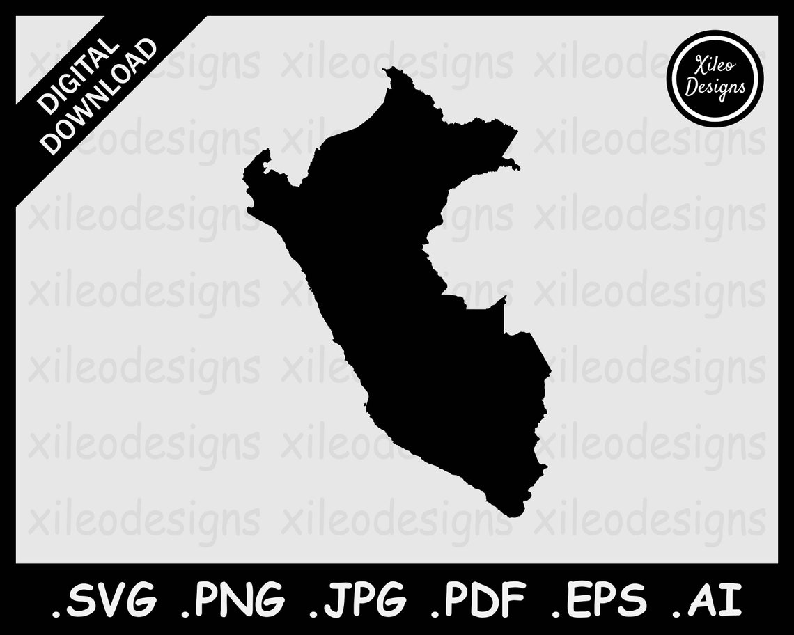 Peru Map SVG, Peruvian Country National Border Boundary Map, Black ...