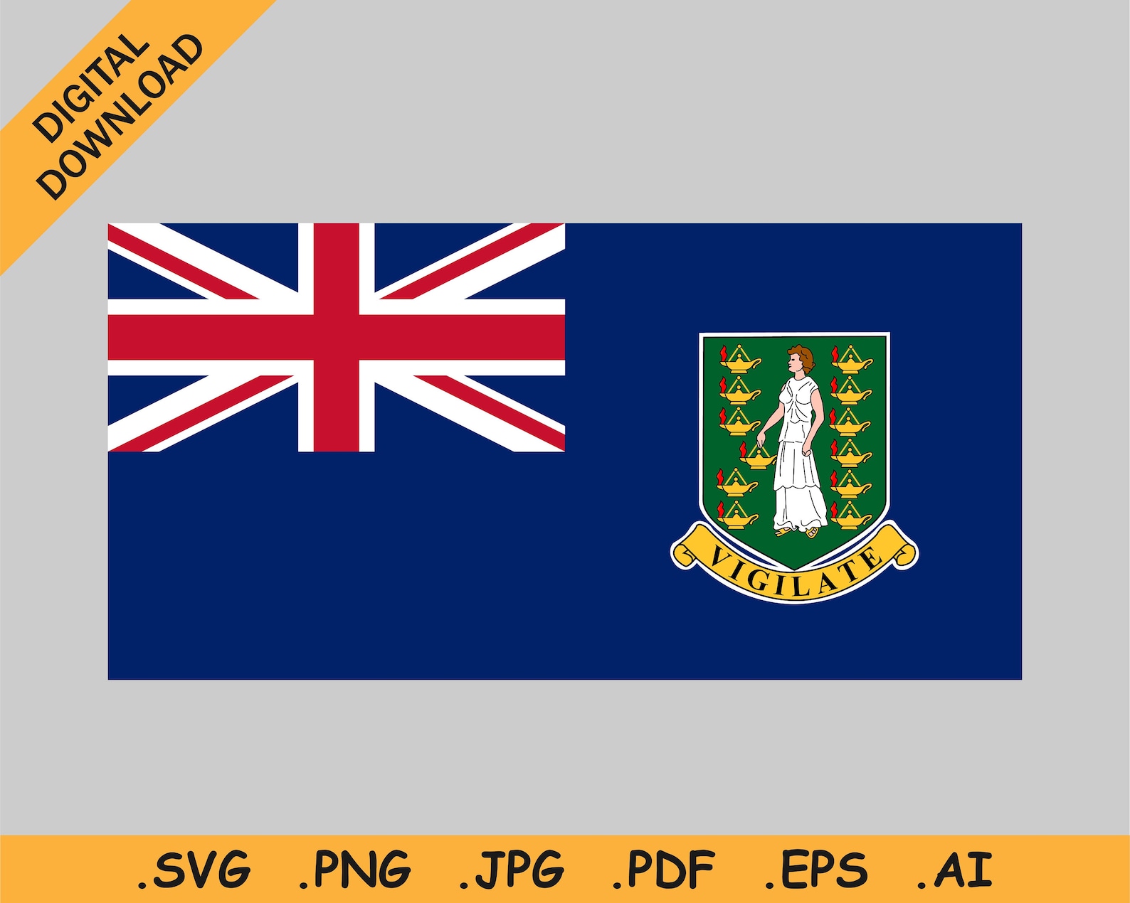 British Virgin Islands Flag SVG BVI Banner British Overseas - Etsy