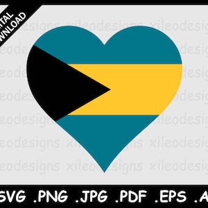 Bahamas Heart Flag SVG, Bahamian Love Shape Banner, National Nation ...