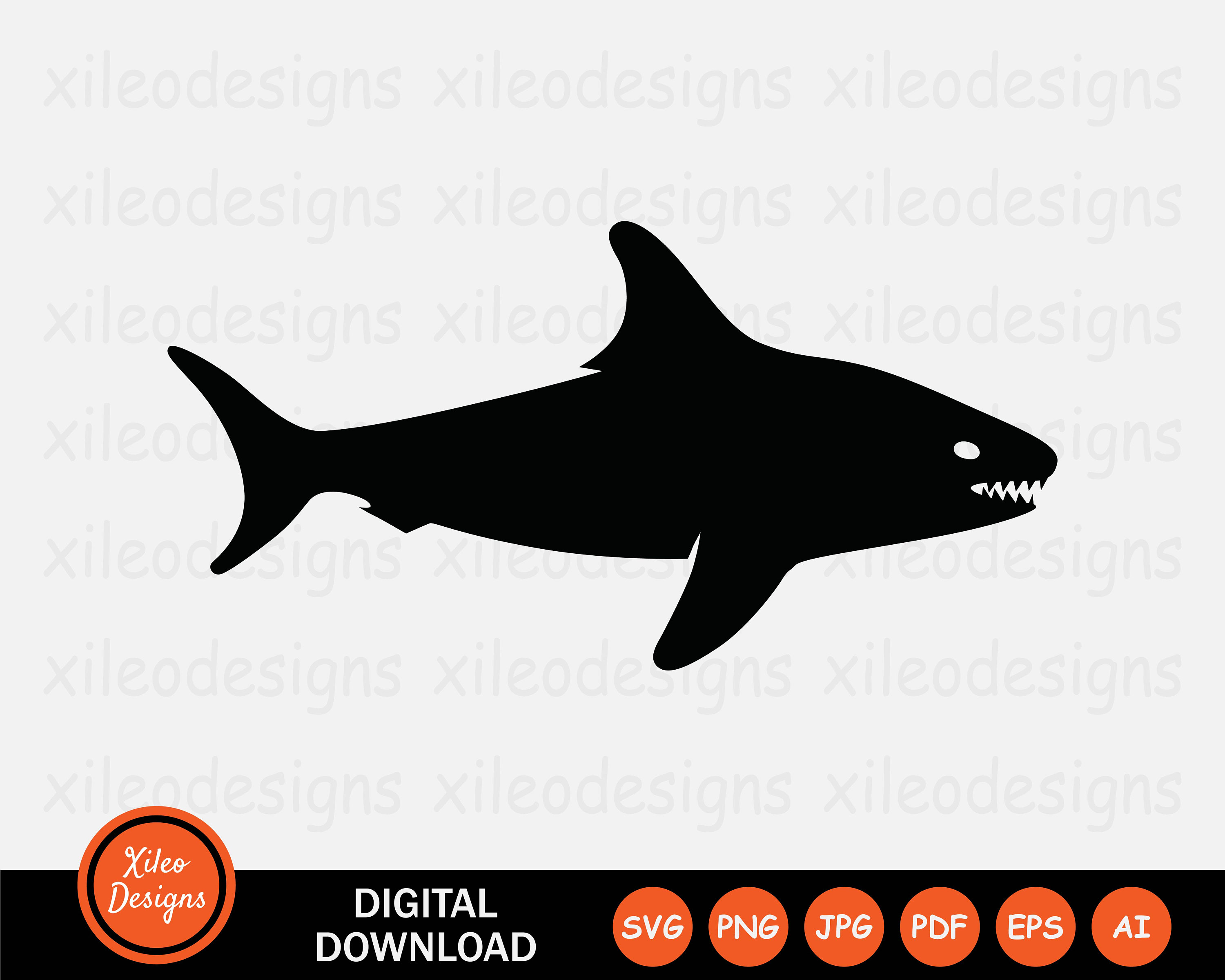 Icono de tiburón SVG - Vista lateral Perfil Pez grande Asesino Animal ...