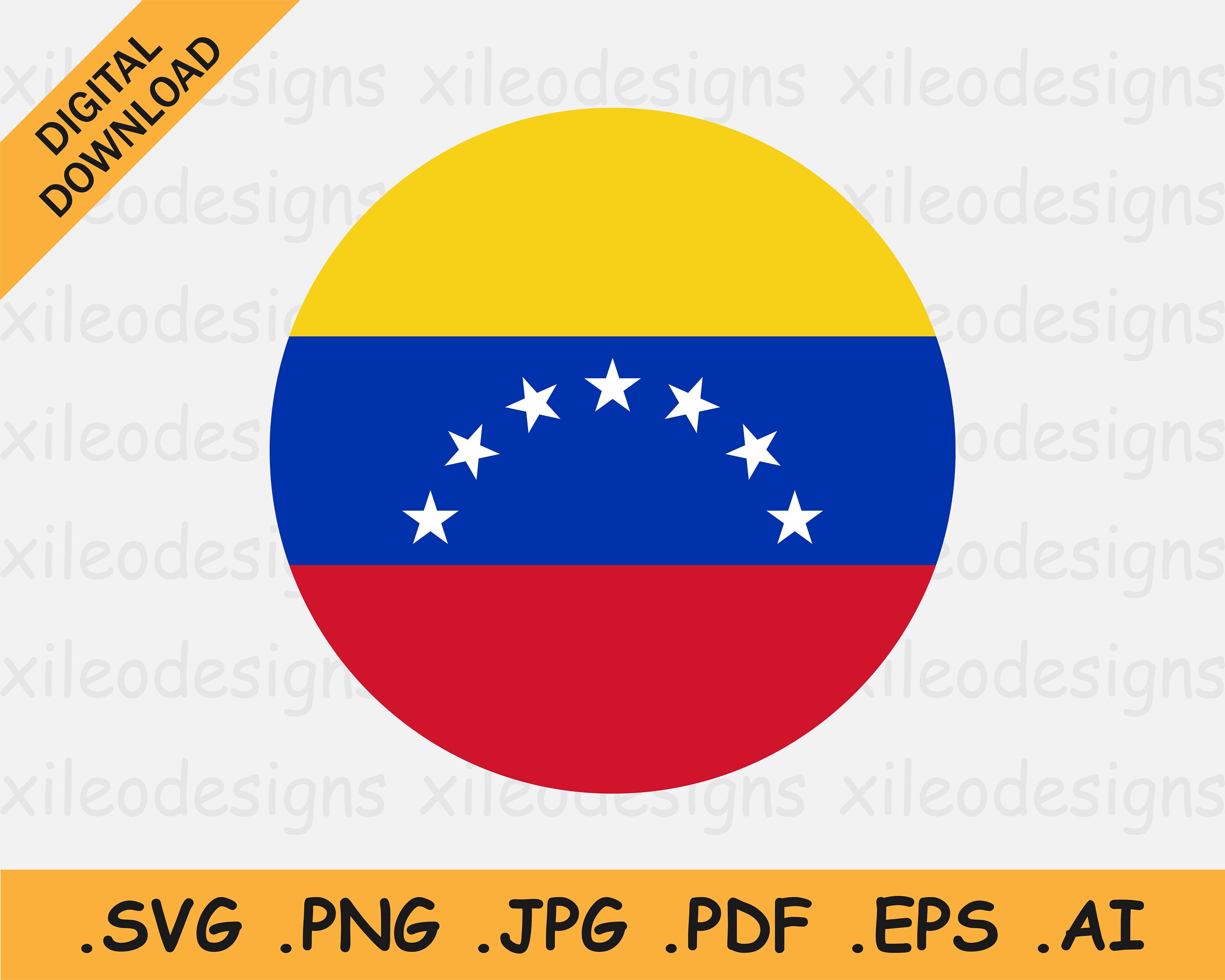 Venezuela 7 Stars Round Flag SVG, Venezuelan Circle Circular National ...