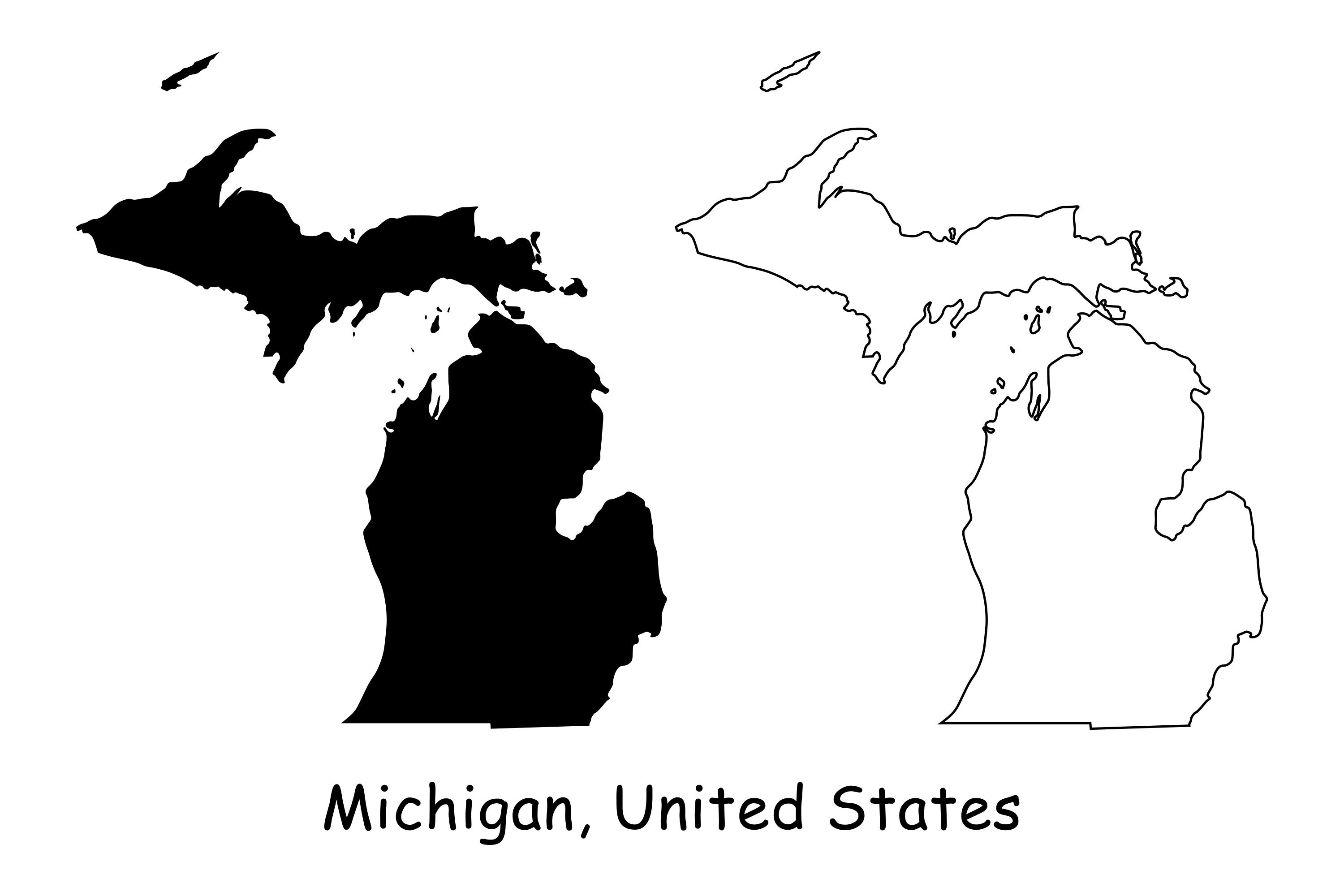 Michigan Map SVG MI USA Estados Unidos de América nosotros | Etsy
