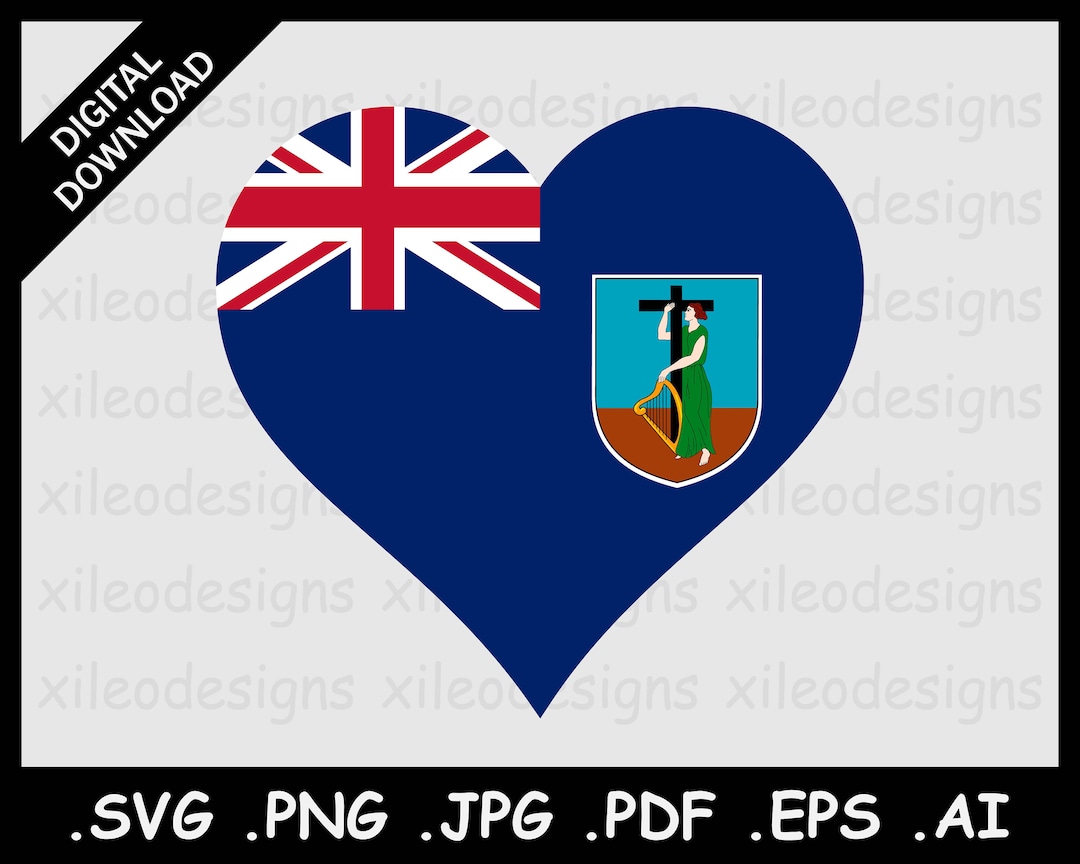 Montserrat Heart Flag SVG, Montserratian Love Shape Flag, British ...