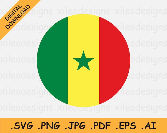 Senegal Round Flag SVG Senegalese Circular Banner National - Etsy