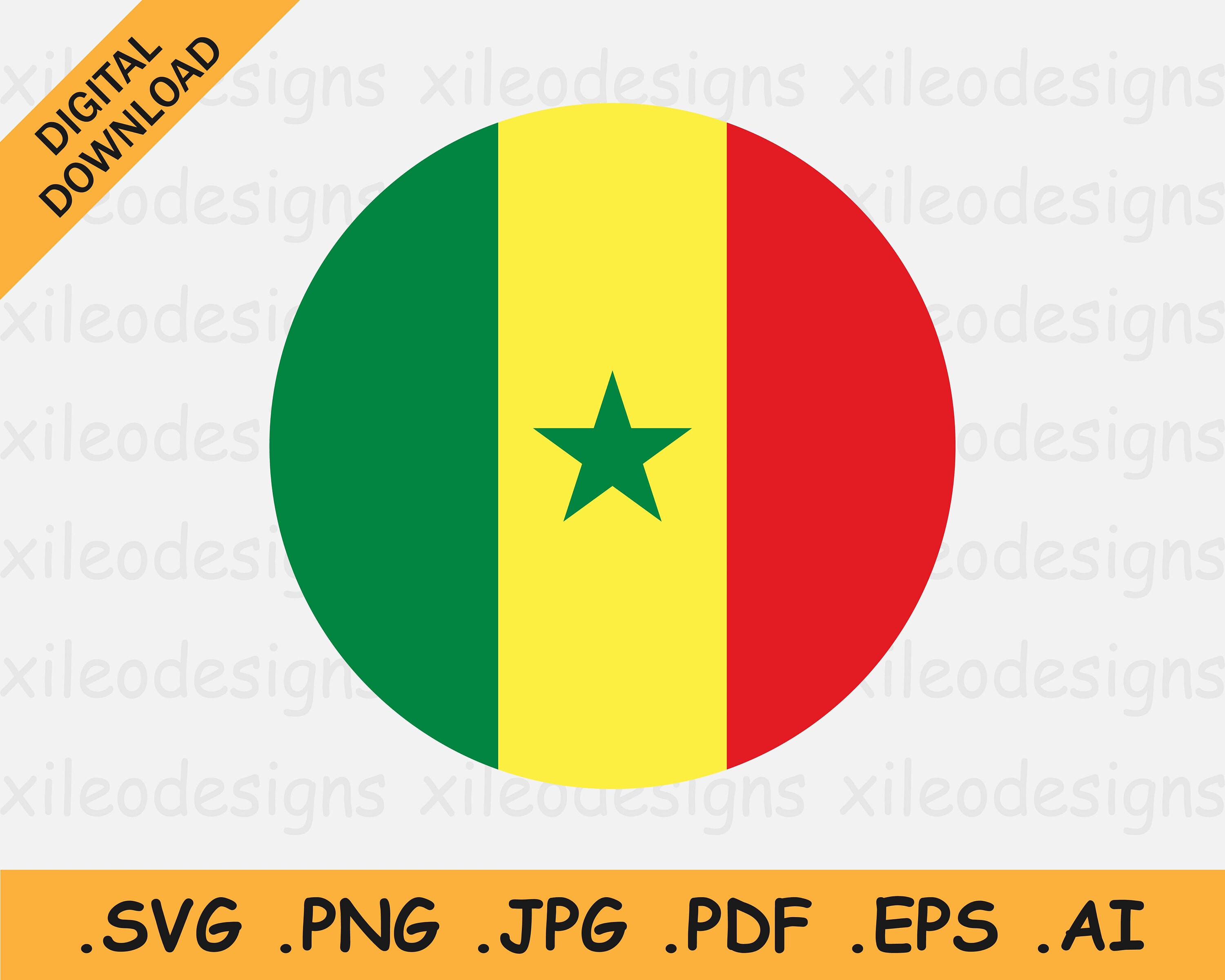 Senegal Round Flag SVG, Senegalese Circular Banner, National Circle ...