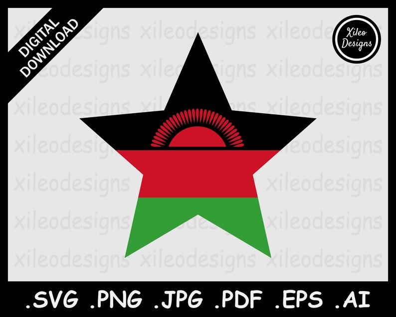 Malawi Star Flag SVG Malawian Star Shape Flag Country Nation - Etsy
