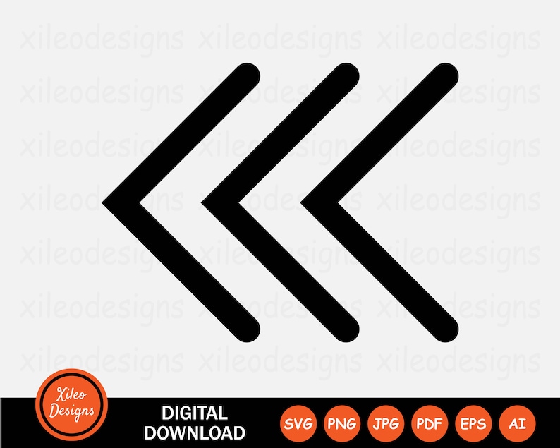 Triple Left Arrow Icon SVG Pointer Path Route Navigate Graphic Vector ...