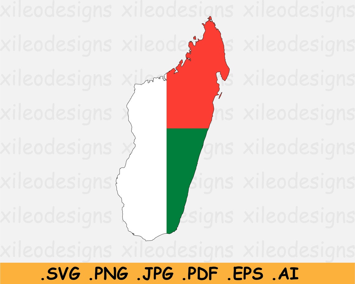 Madagascar Map Flag SVG Malagasy Cricut Cut File Country - Etsy