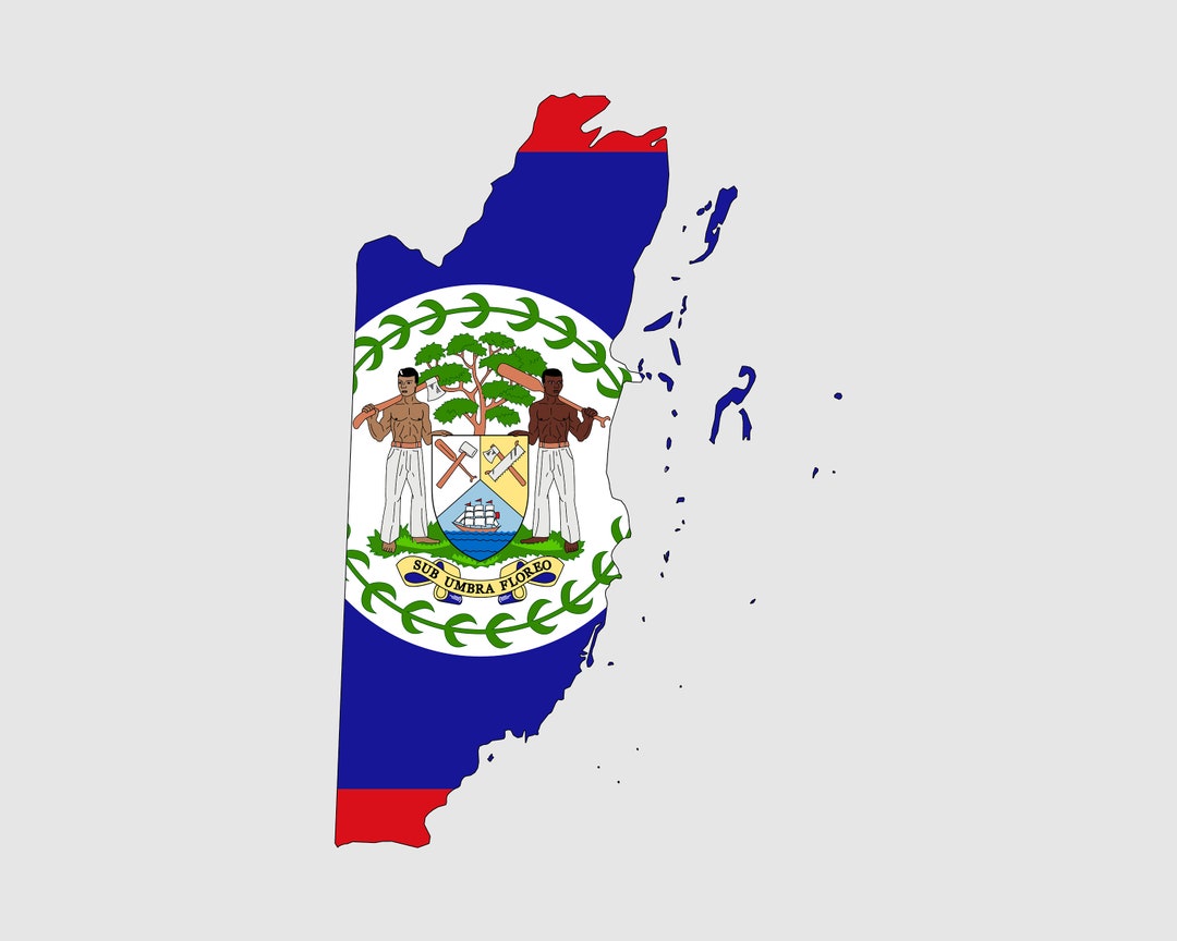 Belize Map Flag SVG - Map of Belize, Belizean National Flag, Belize Map SVG, Instant Digital ...
