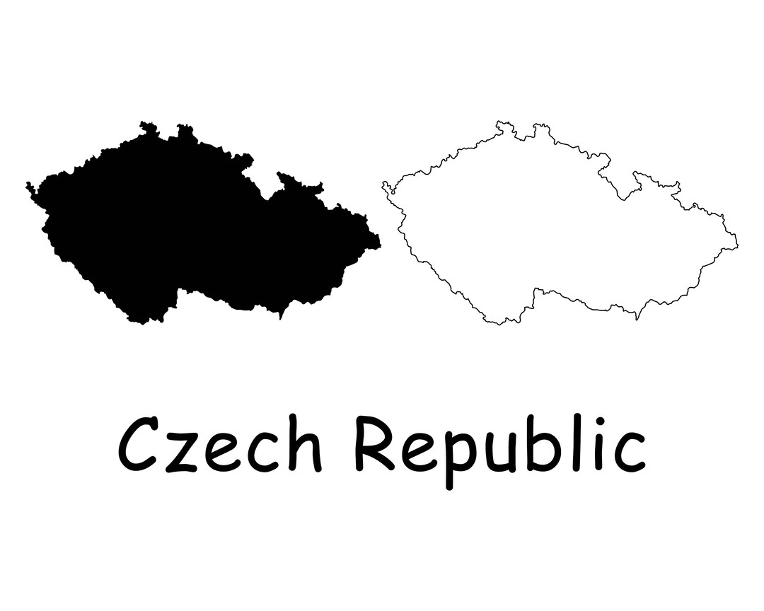 Map of Czech Republic, Czechia Map, Black and White Detailed Solid ...