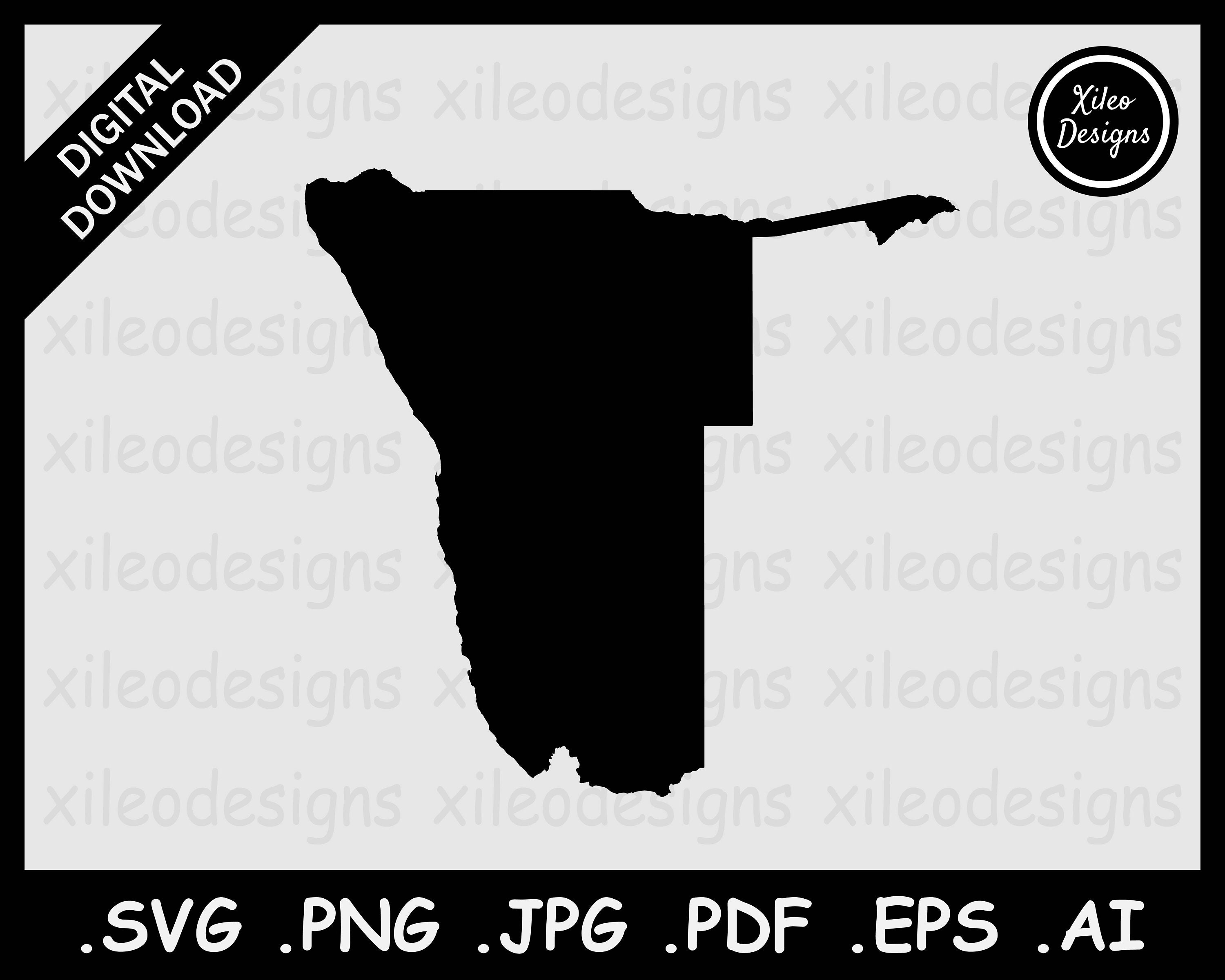 Namibia Map SVG, Namibian Country National Border Boundary Map, Black ...