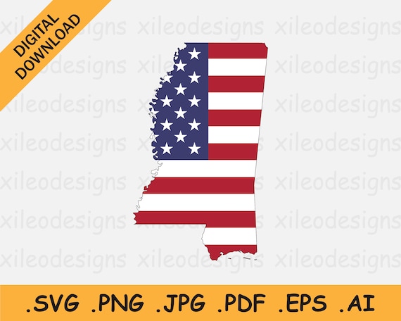 Mississippi Outline With Flag