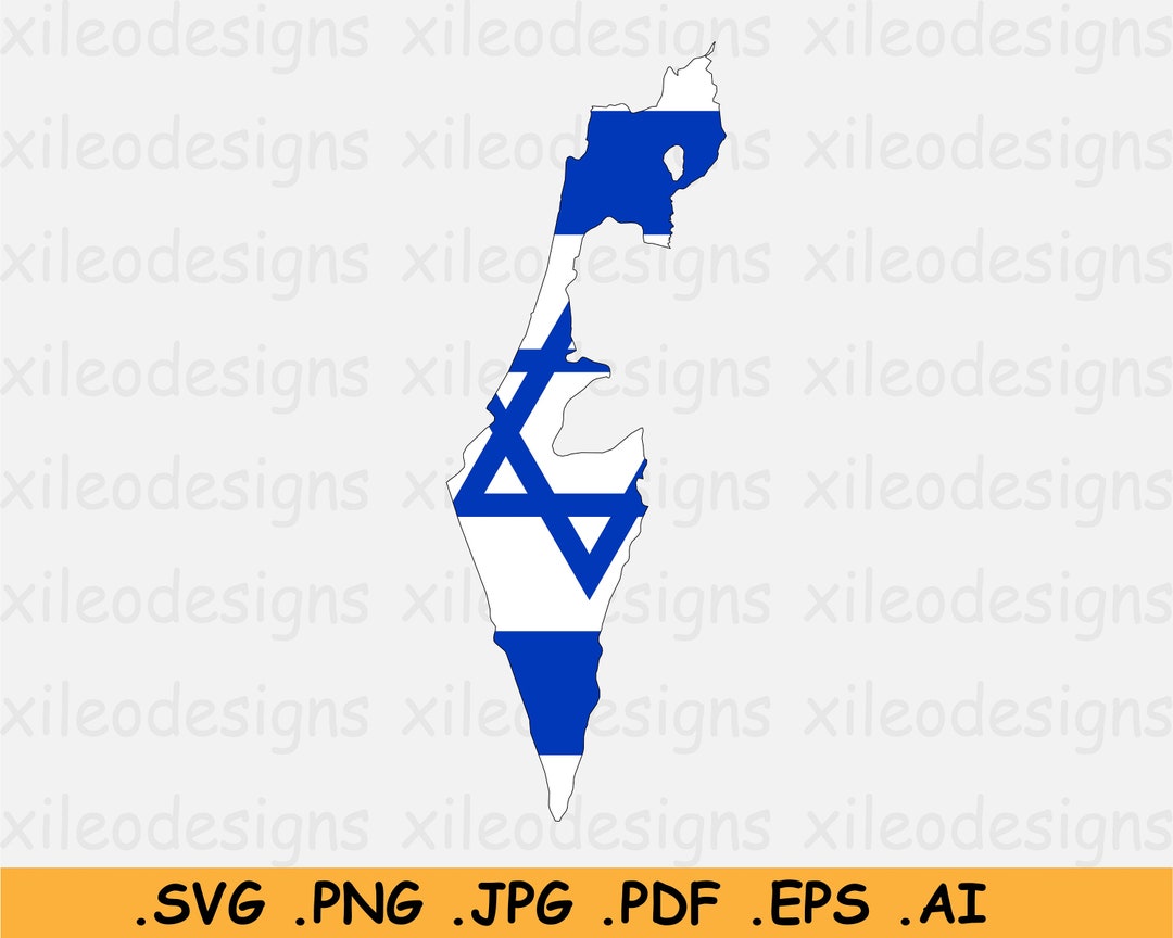 Israel Map Flag SVG, Israeli SVG Cricut Cut File, Country Nation ...