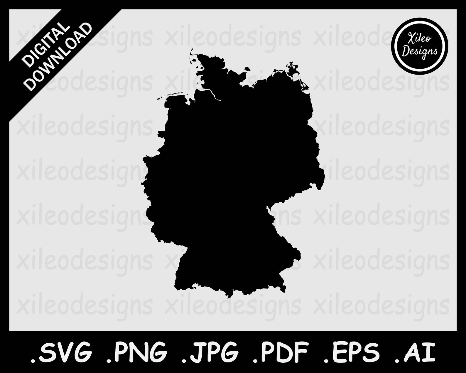 Germany Map SVG, German Deutschland Country National Border Boundary ...