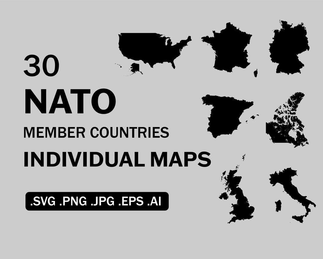 NATO Member Countries Maps SVG Bundle Set - Individual Country Nation ...
