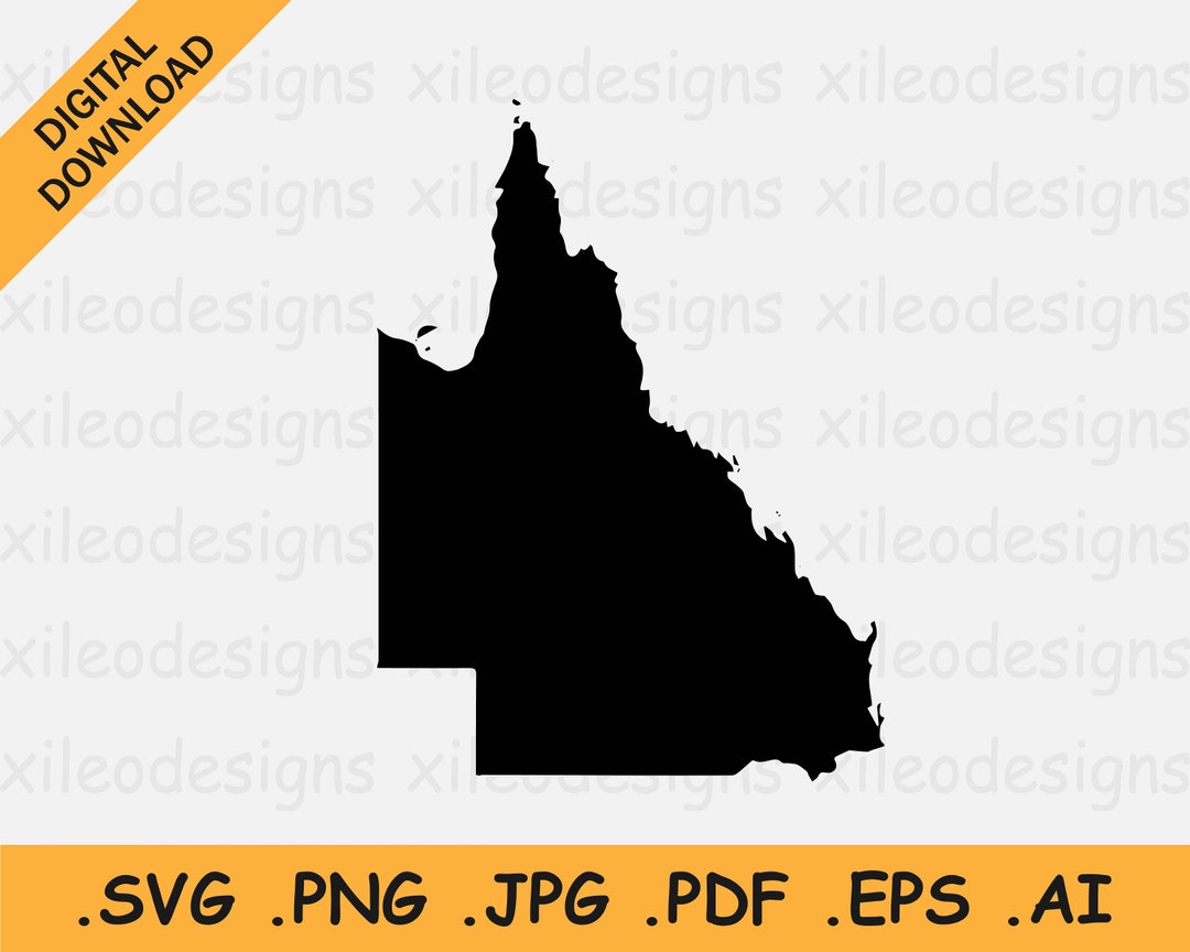 Queensland Australia Map SVG - Qld Australian State Border Boundary ...