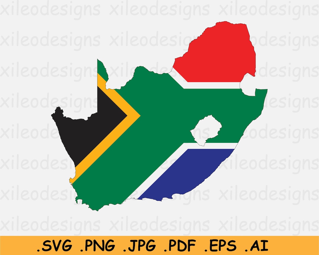 South Africa Map Flag SVG, South African Cricut Cut File, Country ...
