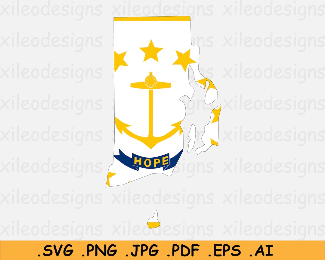 Rhode Island Map Flag SVG - RI USA United States of America, State ...