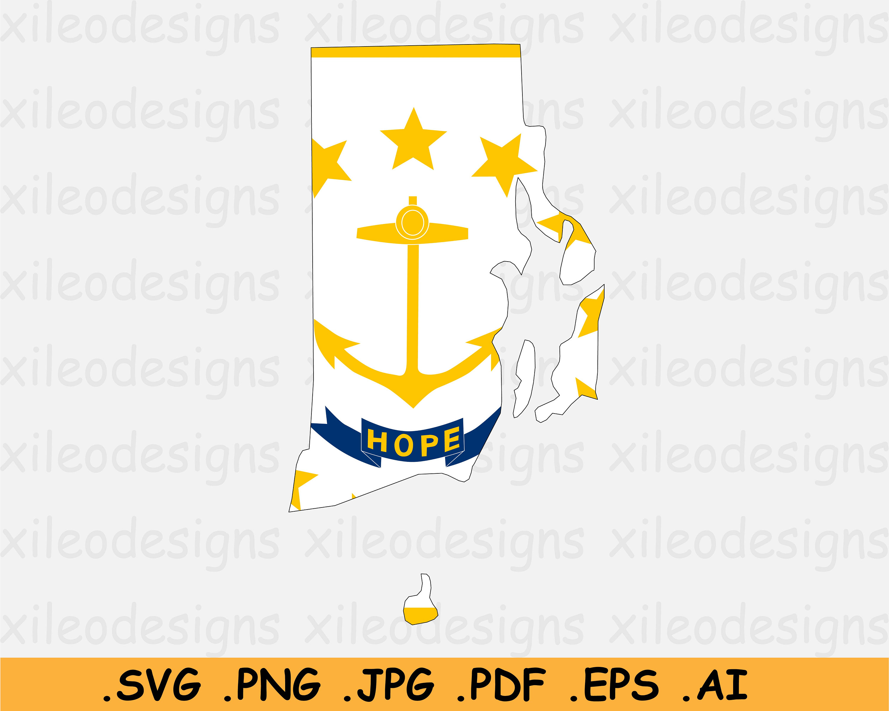 Rhode Island Map Flag SVG RI USA Estados Unidos de América - Etsy España