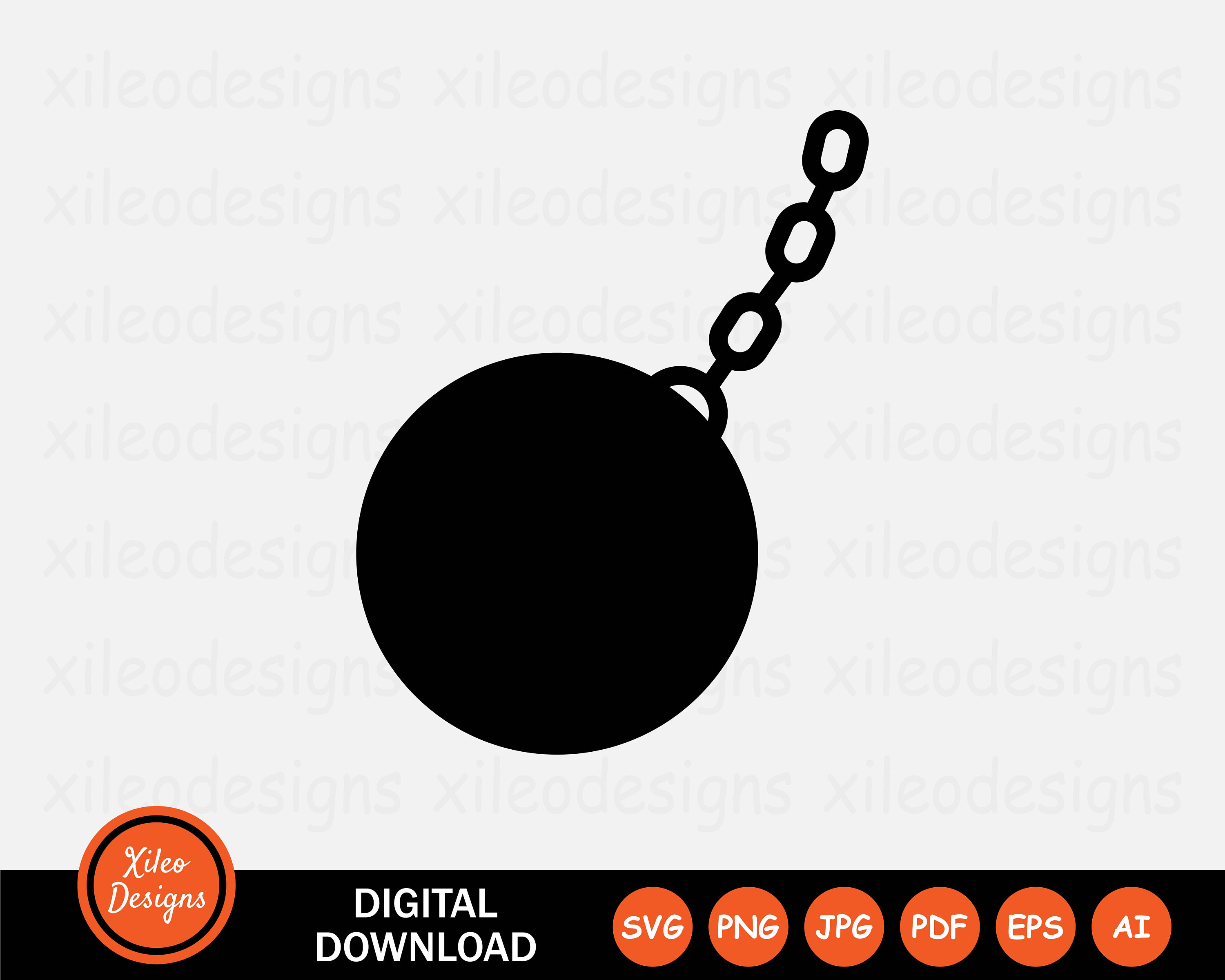 Wrecking Ball Icon SVG Demolition Round Metal Chain Sign Symbol Cricut ...
