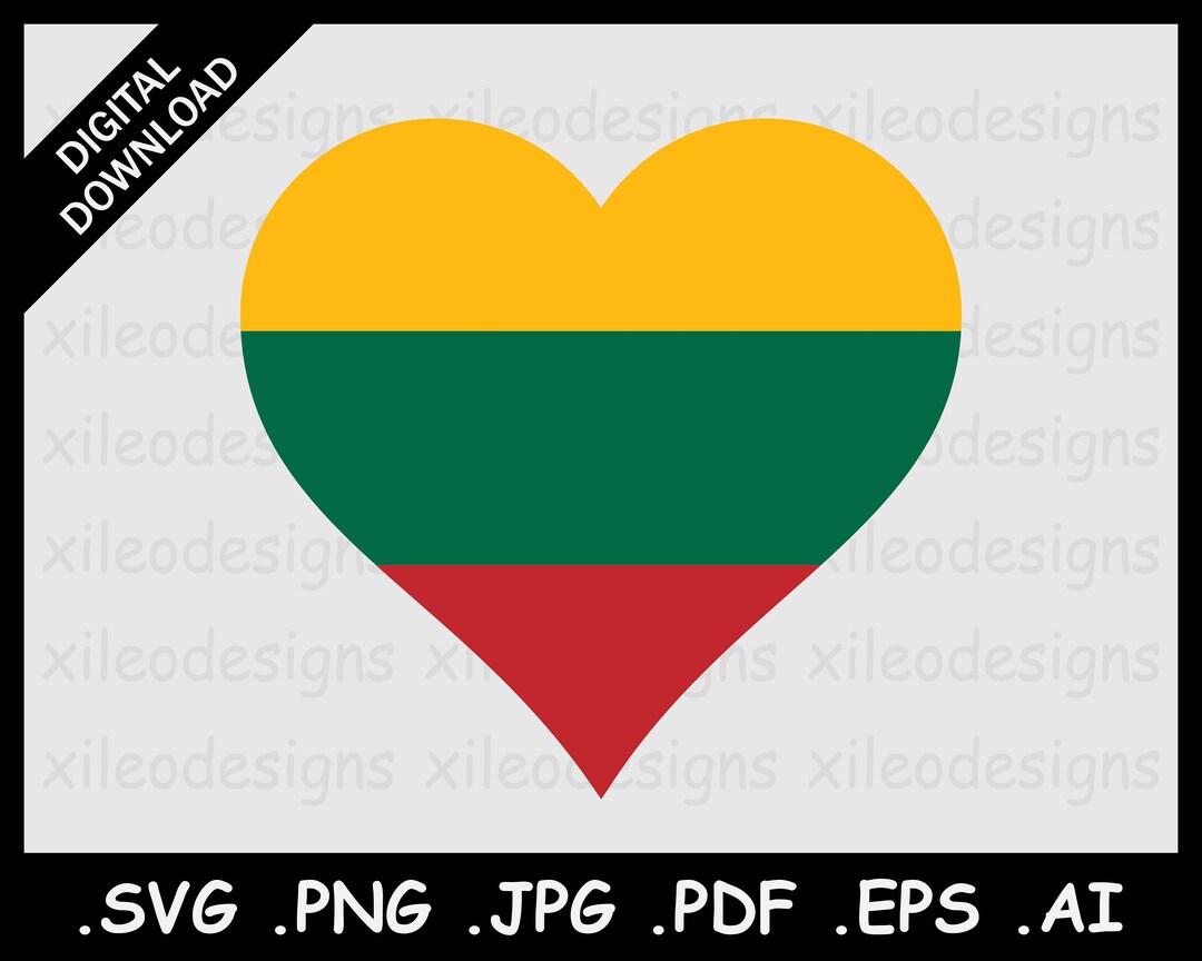 Lithuania Heart Flag SVG, Lithuanian Love Shape Country National Flag ...
