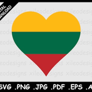 Lithuania Heart Flag SVG, Lithuanian Love Shape Country National Flag ...