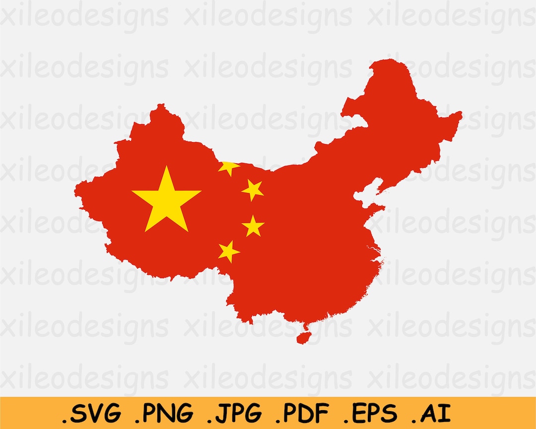 China Map Flag SVG - Map of China, Chinese National Flag, China Map SVG ...