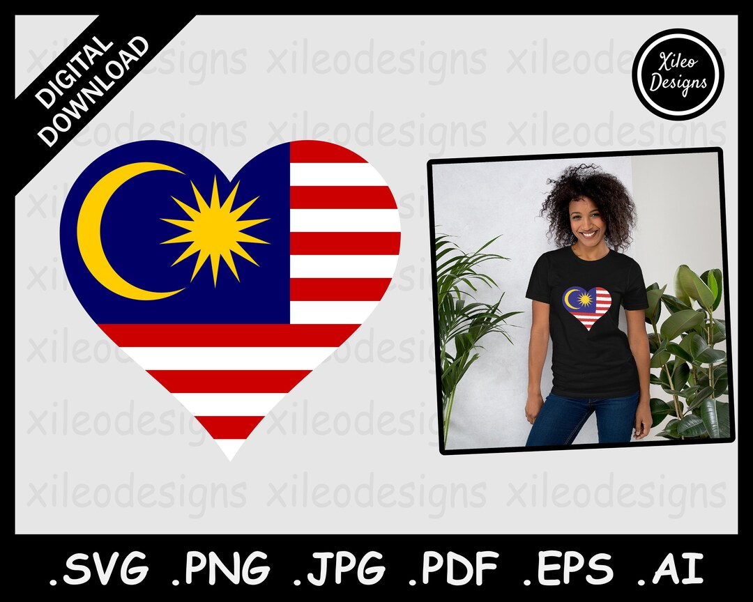 Malaysia Heart Flag SVG, Malaysian Love Shape National Country Flag ...