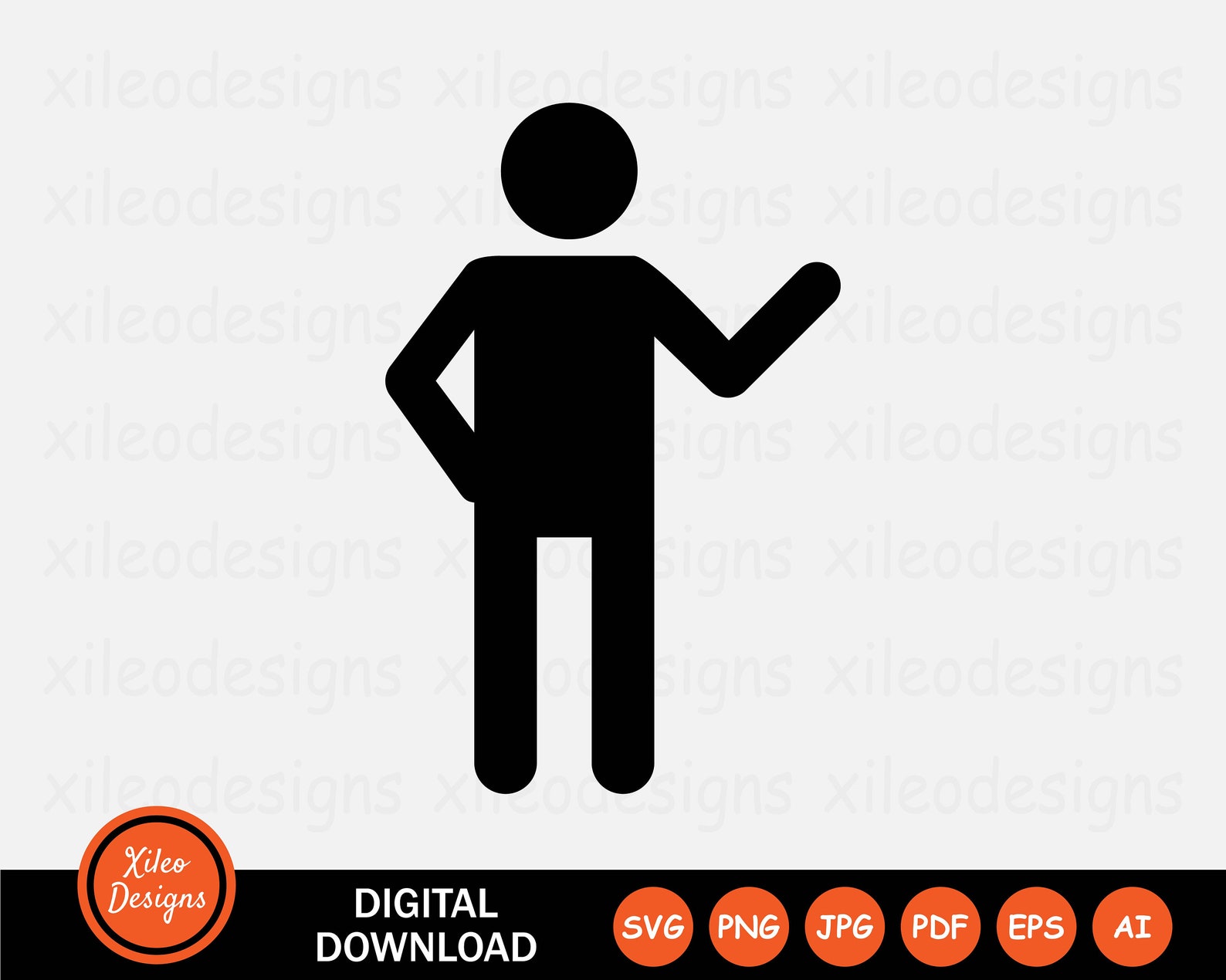 Stick Figure Waving Icon SVG Man Gesture Wave Greeting Sign Symbol ...