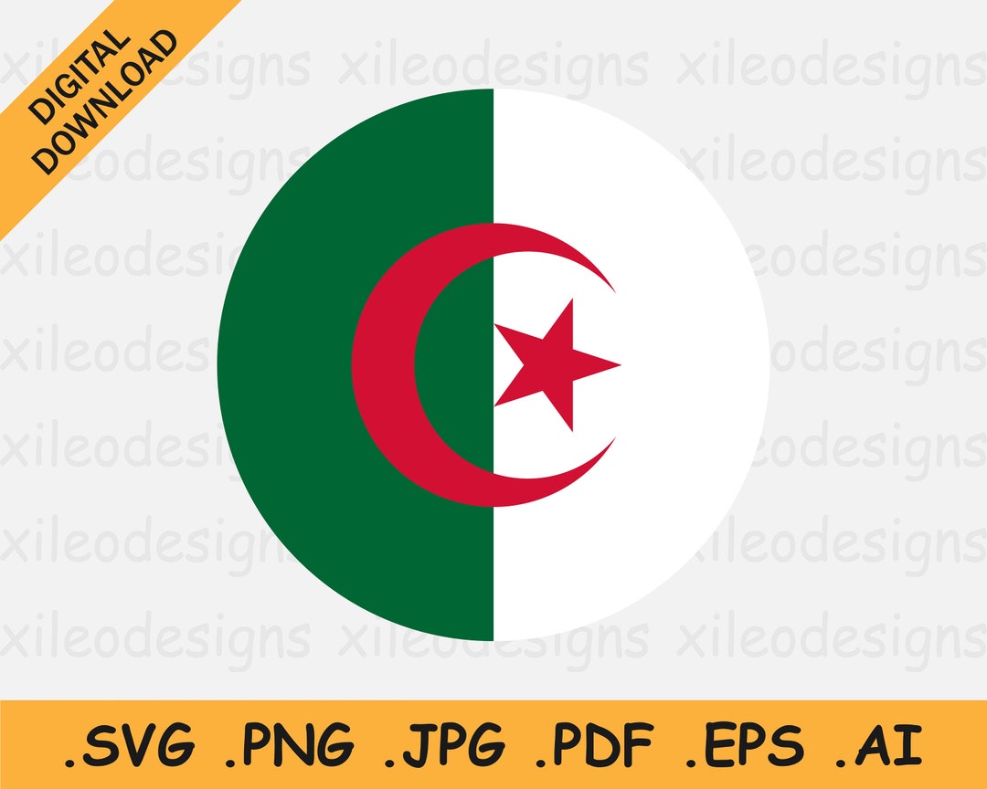 Algeria Round Flag SVG - Algerian Circular Banner, National Circle ...