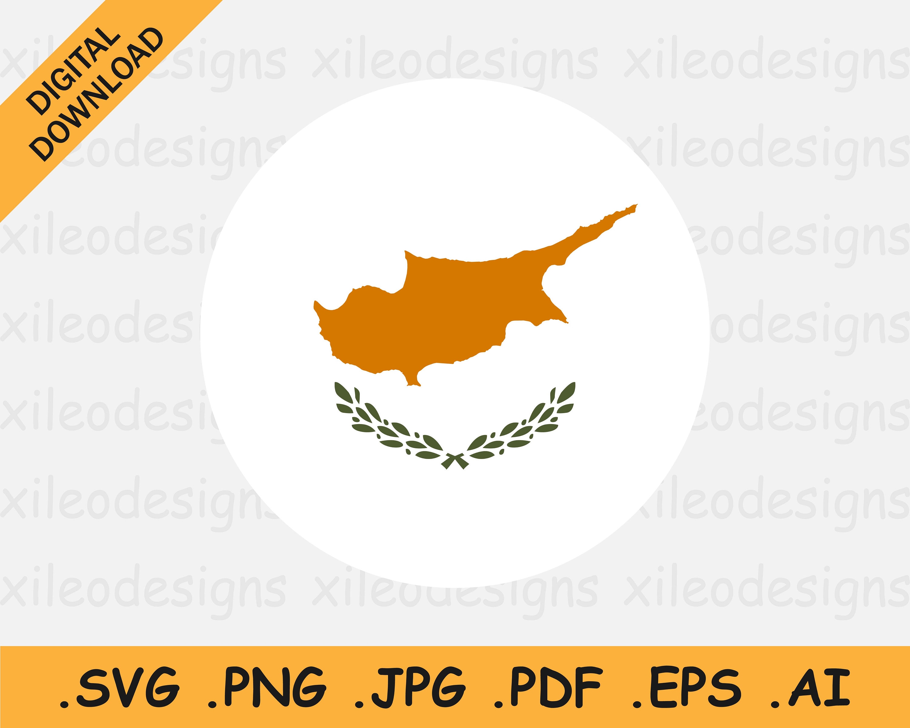 Cyprus Round Flag SVG Cypriot Circular Banner Country - Etsy