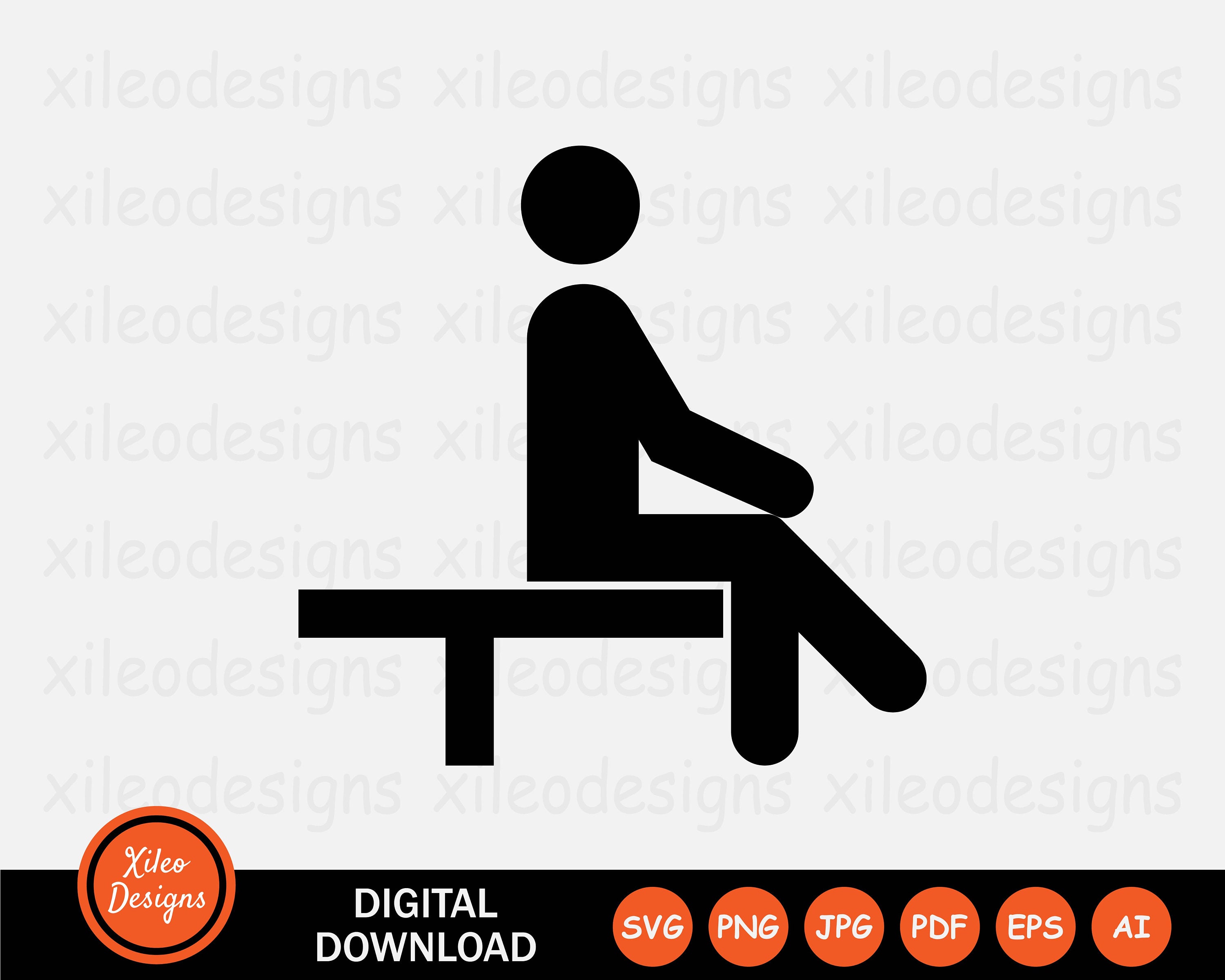 Sitting Icon SVG Sit Bench Chair Cross Leg Resting Rest Thinking Symbol ...