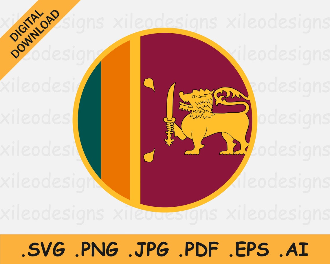 Sri Lanka Round Flag SVG Sri Lankan Circular Banner Country - Etsy