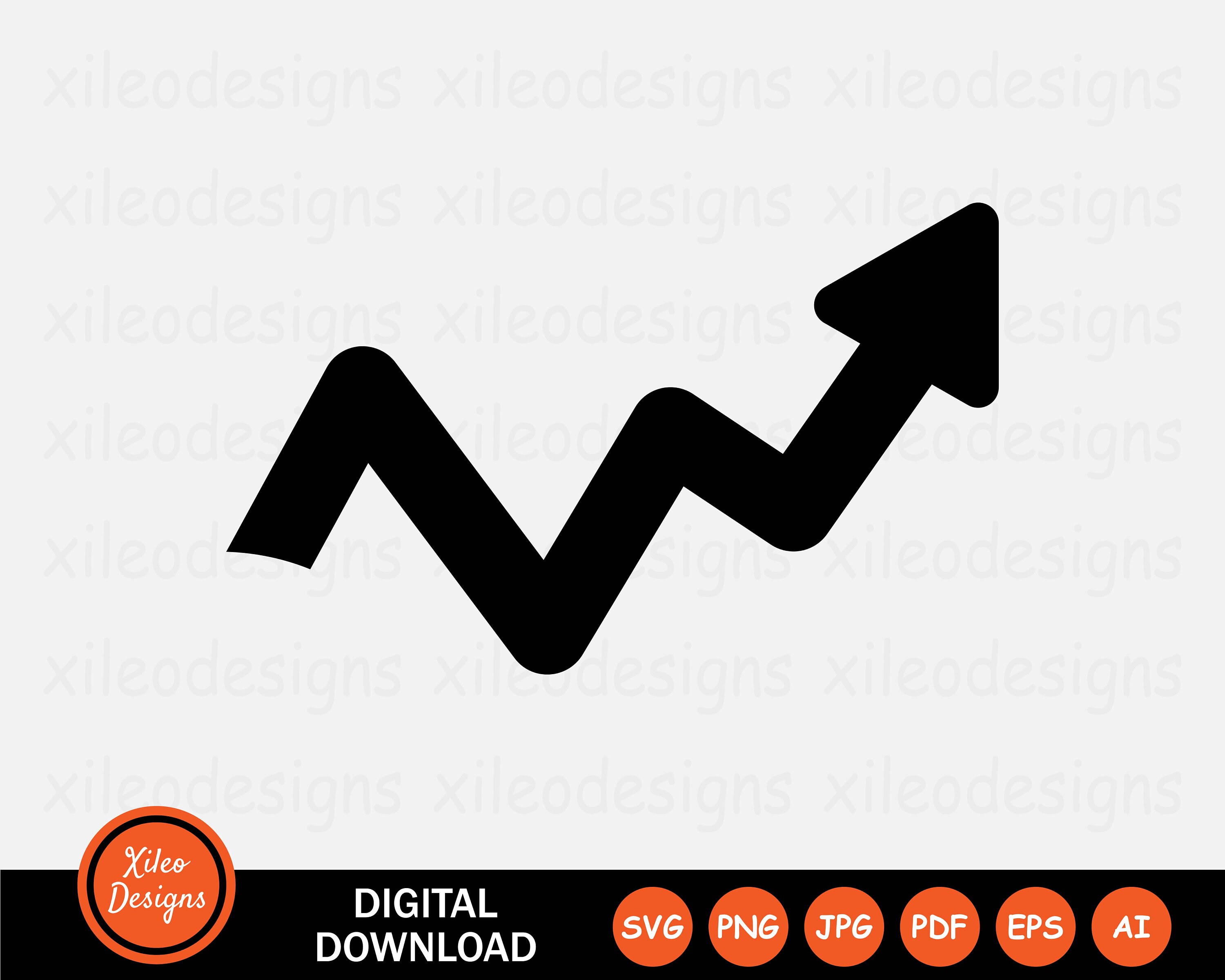 Stock Chart Arrow Line Icon SVG Growth Profit Market up Graphic Vector ...