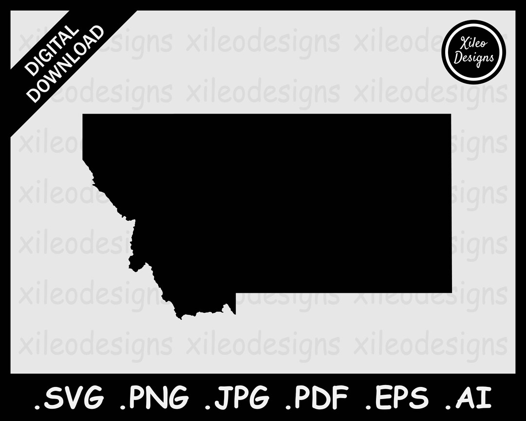 Montana Map SVG, MT USA State Boundary Border, Montanan United States ...