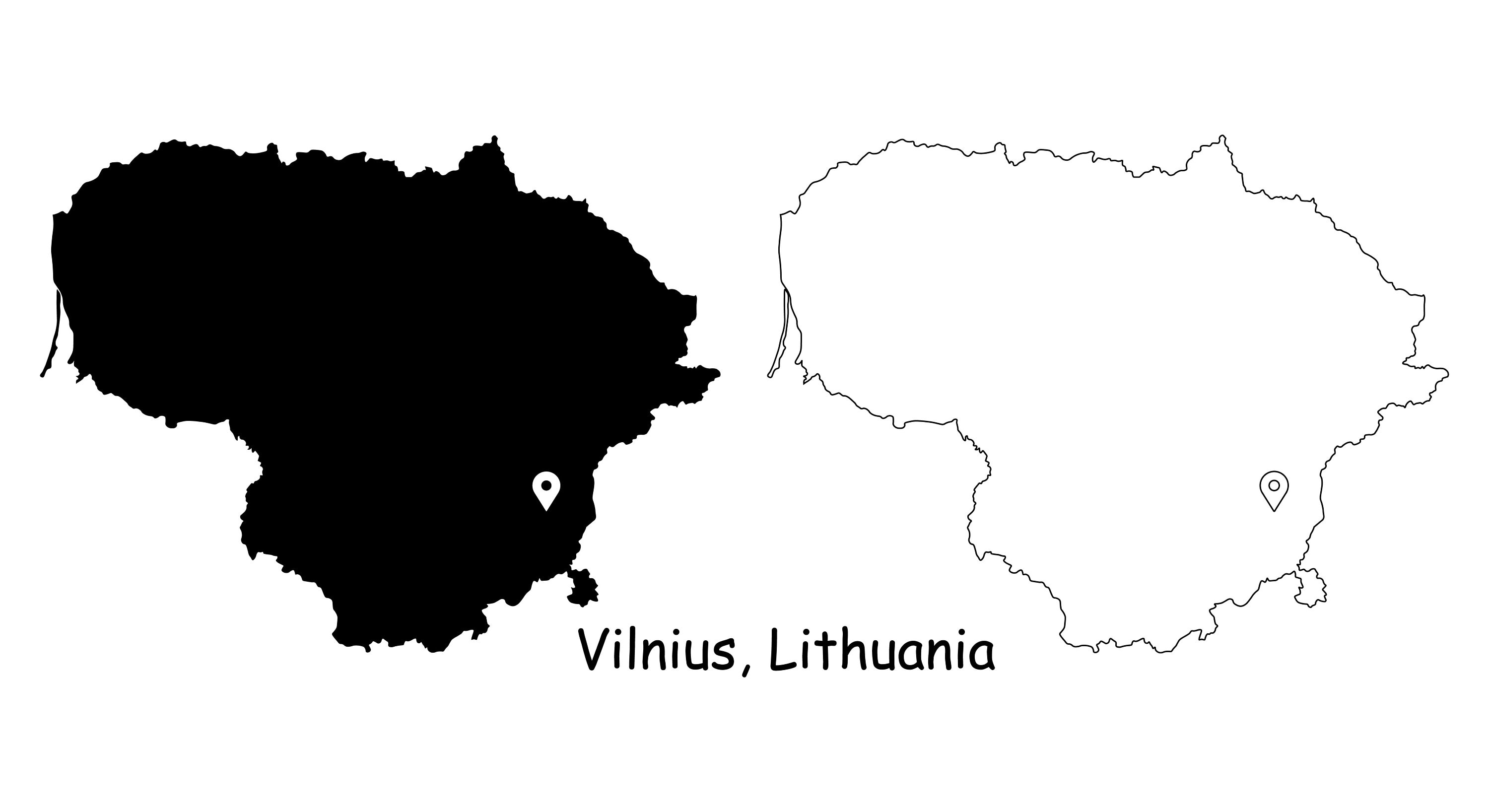 Vilnius Lithuania Map Capital City Country Location Pin Black - Etsy