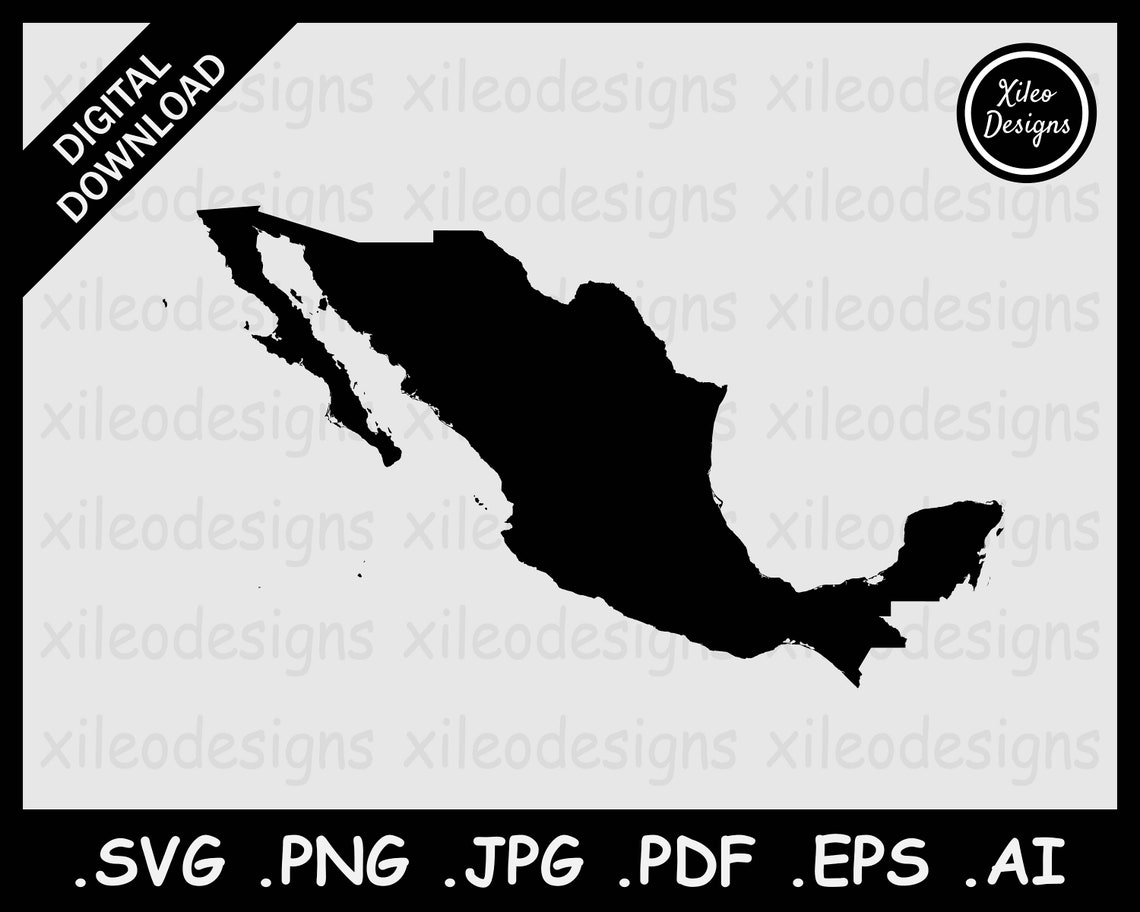 Mapa de México SVG, Mapa de límites fronterizos nacionales del país ...