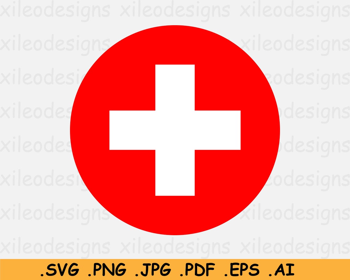 Switzerland Round Flag SVG Swiss Circular Banner National | Etsy