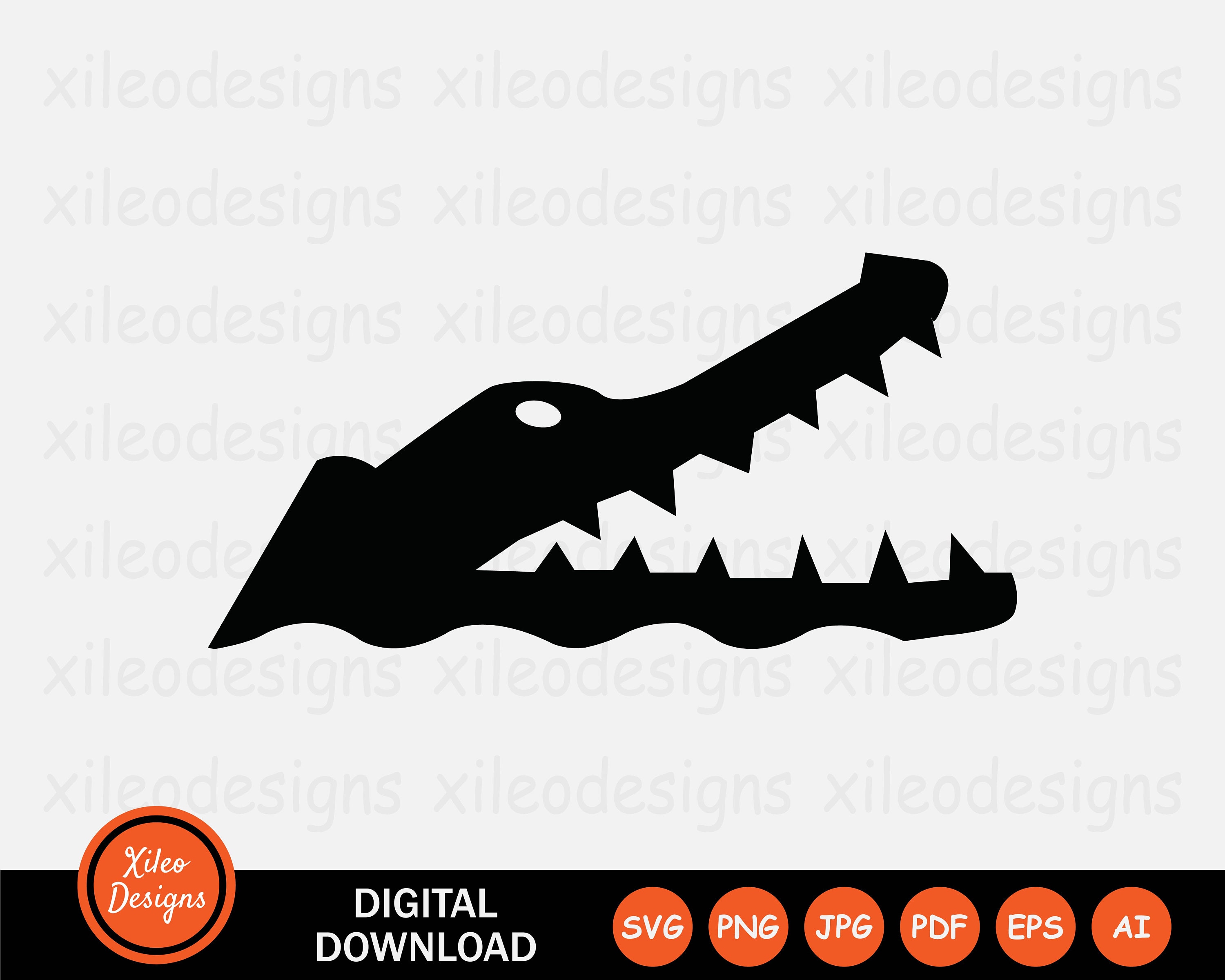 Alligator Head Icon SVG - Gator Crocodile Reptile Open Mouth Jaw Vector ...