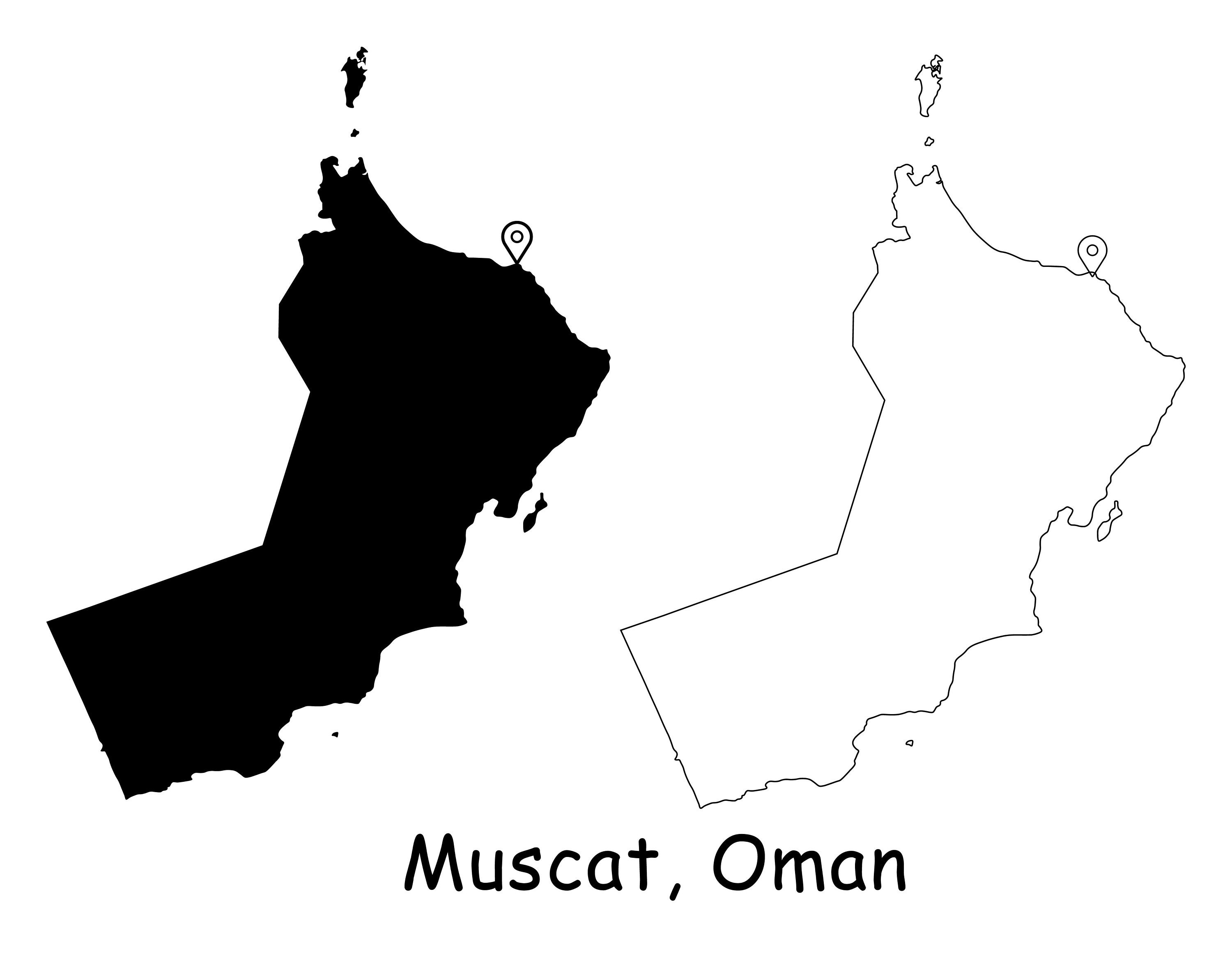 Muscat Oman Map Capital City Country Location Pin Black White - Etsy